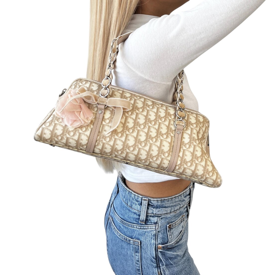 Christian Dior Vintage Romantique Trotter Monogram Logo Shoulder Bag ...