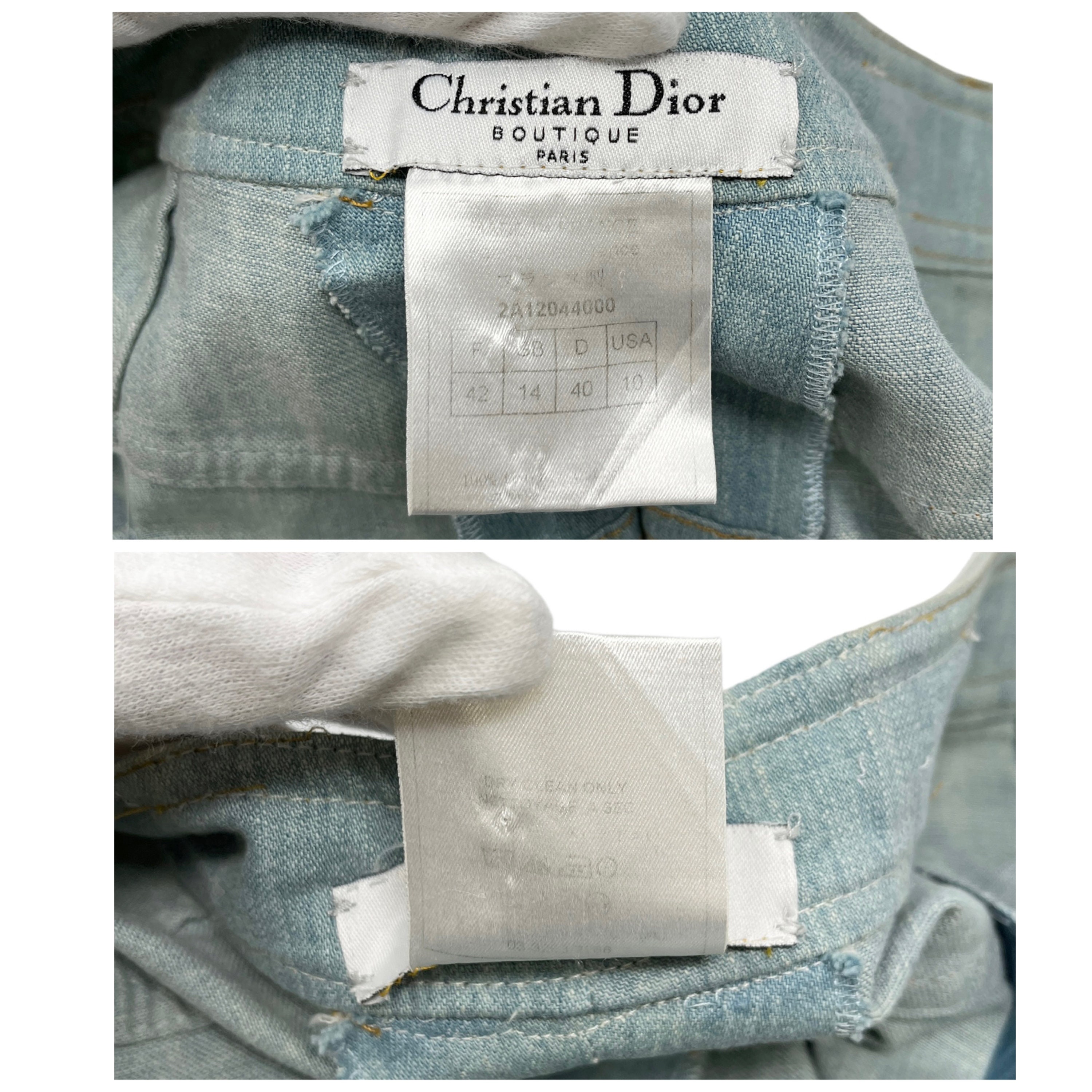 Christian Dior Vintage Logo Admit It Denim Pants 42 Race up Blue Cotton ...