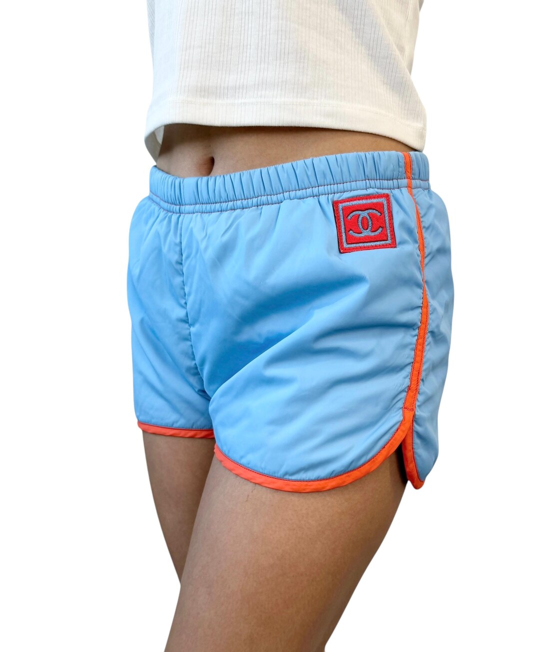 CHANEL Sport Vintage 02S CC Logo Short Pants #36 Shorts Blue Orange ...