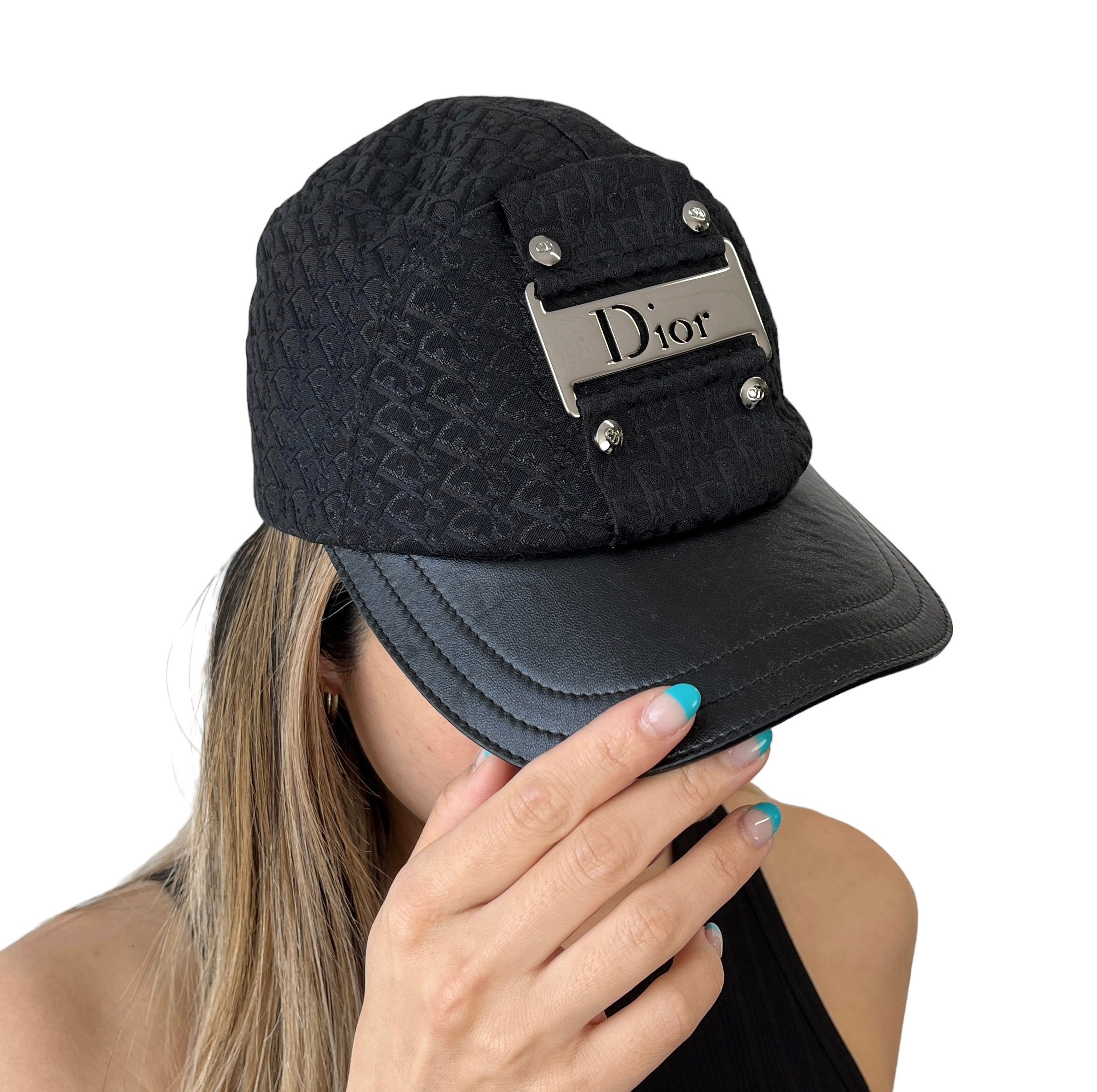 Christian Dior Vintage Trotter Monogram Hat 58 Cap Black Polyester Rank ...