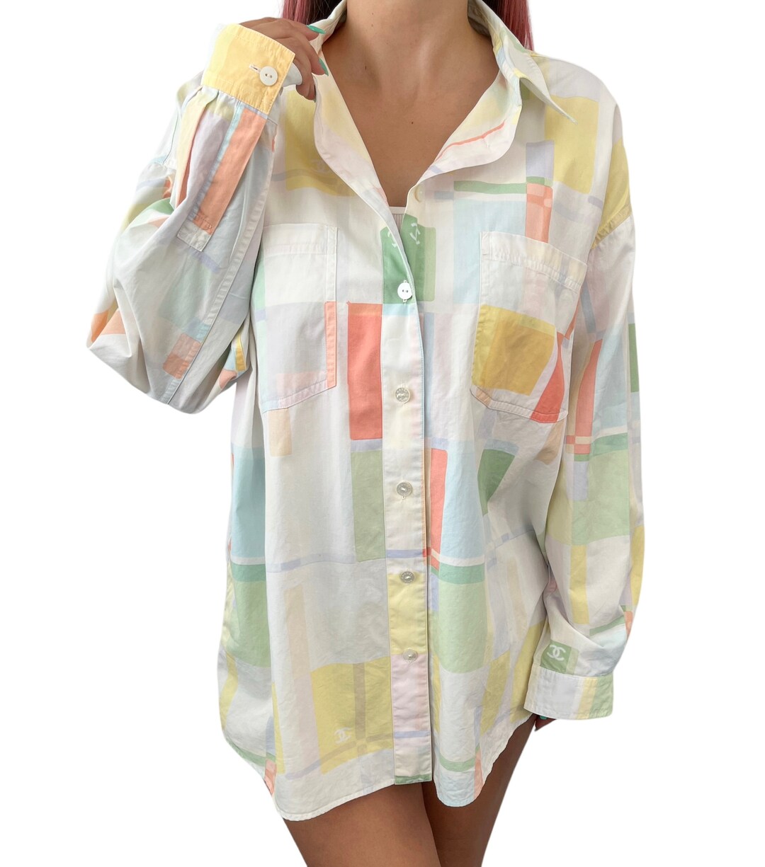 CHANEL Vintage 99C Coco Mark Logo Shirt Top 36 Multicolor - Etsy