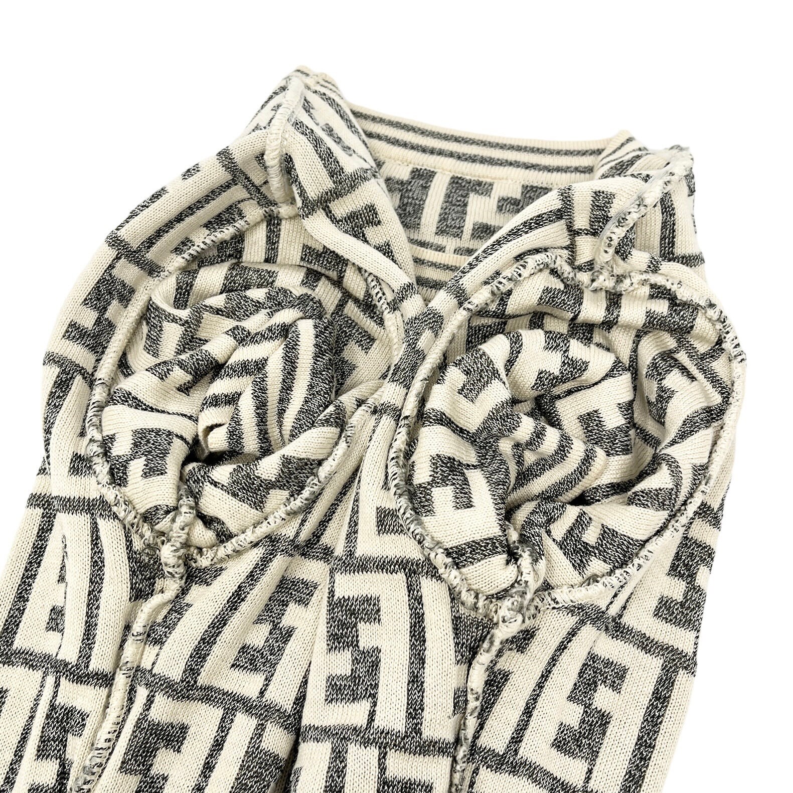 FENDI Vintage Zucca Monogram Logo Knit Top Pullover Cream Gray Cotton ...