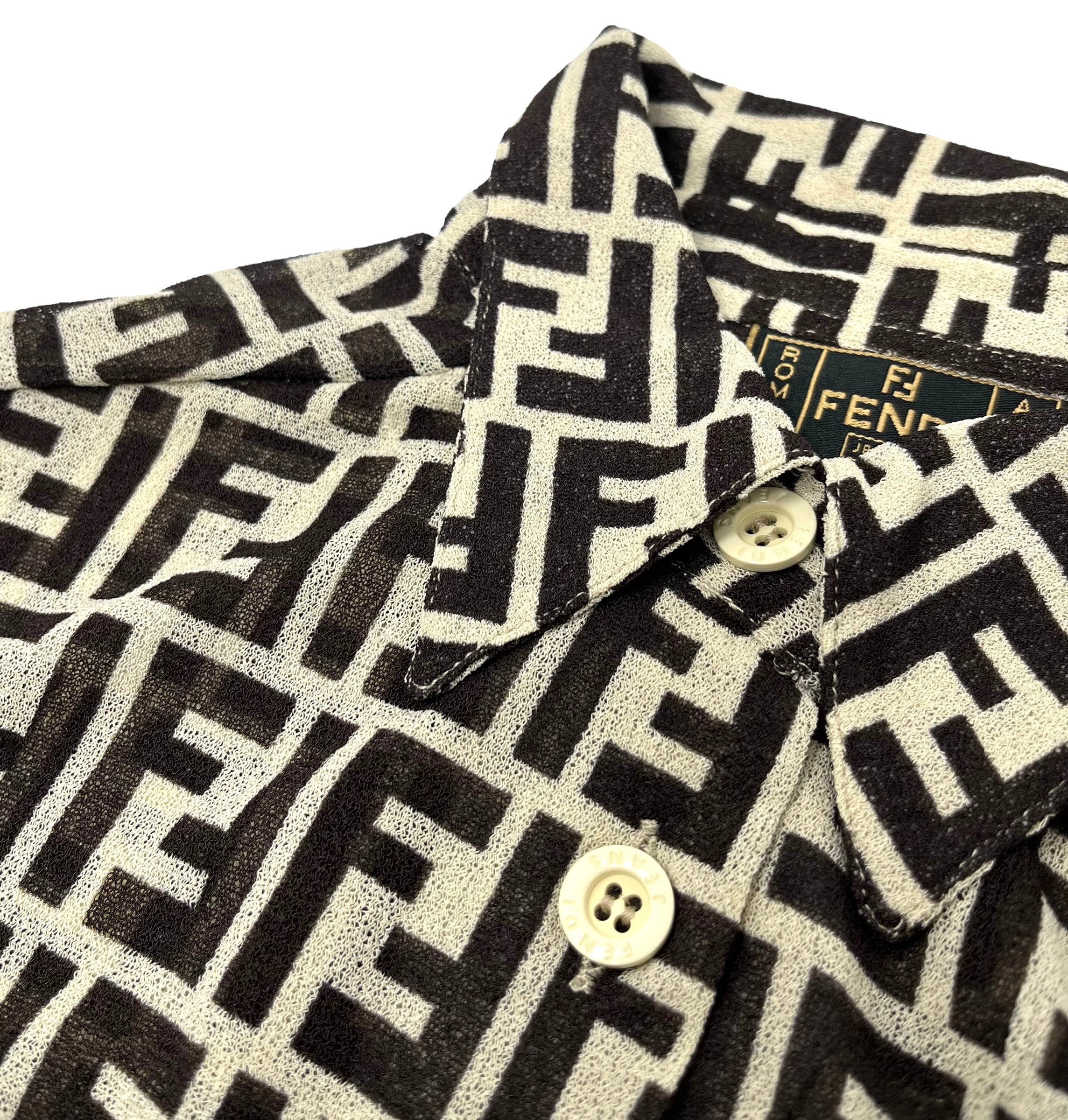 FENDI Vintage Zucca Monogram Shirt Top 40 Button up - Etsy
