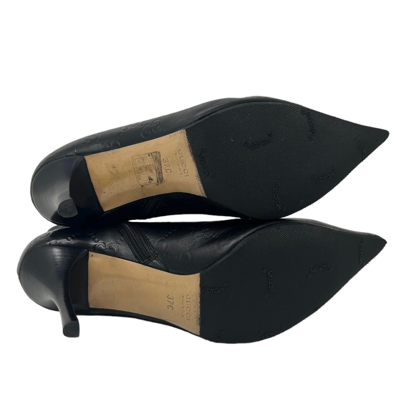 GUCCI Vintage GG Monogram Logo Short Bootie 37 US7 Black Leather Zip Rankab - Etsy