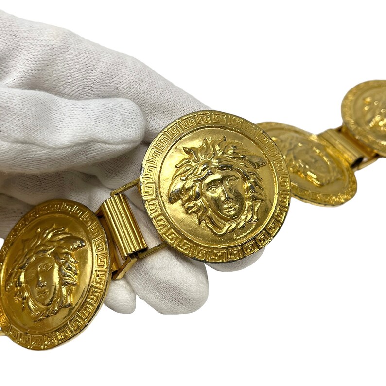GIANNI VERSACE Vintage Logo Medusa Belt Gold Metal Accessory Rank AB - Etsy