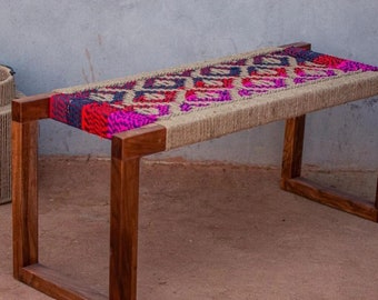 Hand Woven Bench Mid Century Woven Bench Modern Entryway - Etsy