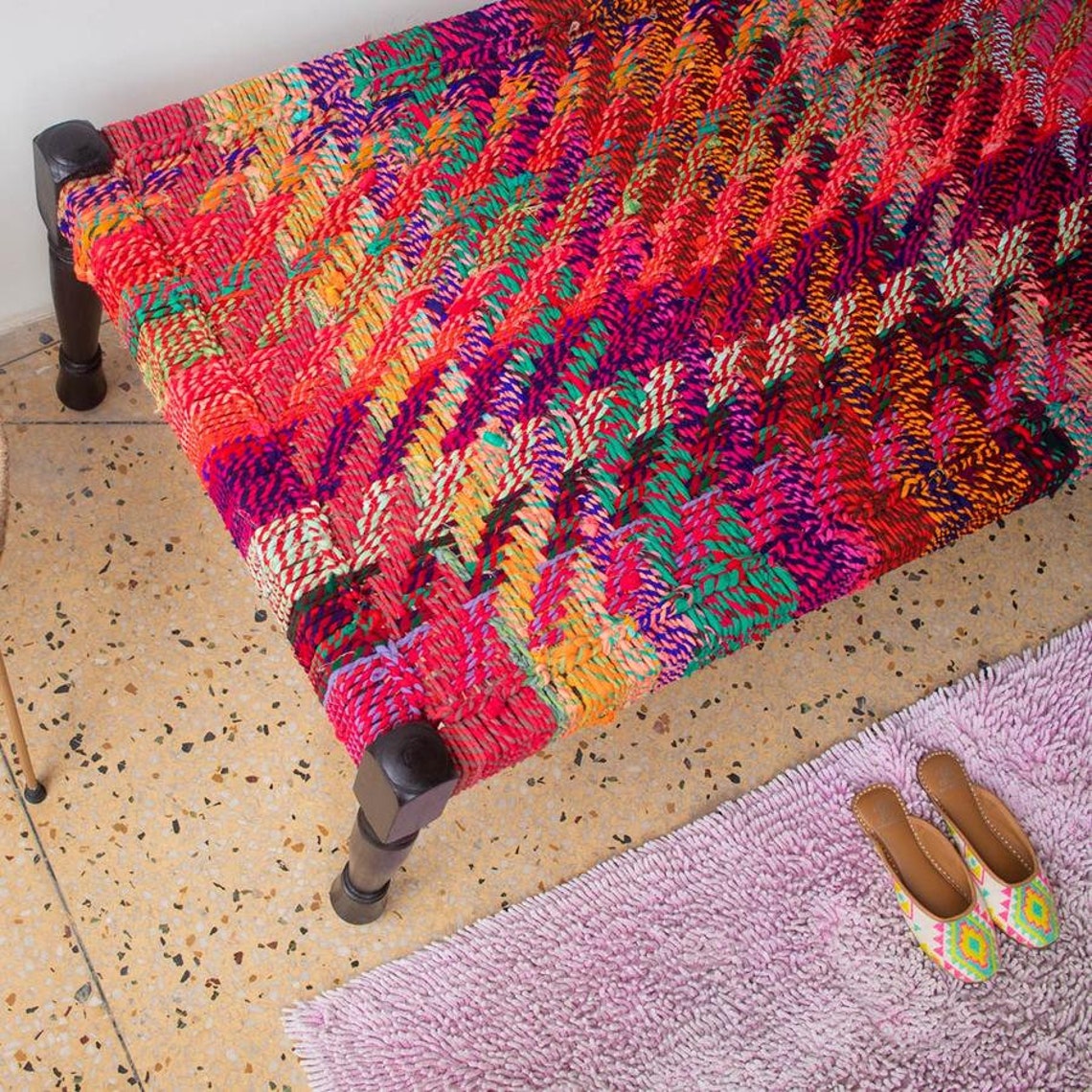 Vibrant Colors Very Pretty Charpai Bed Indian Style Khaat Bed Palang ...