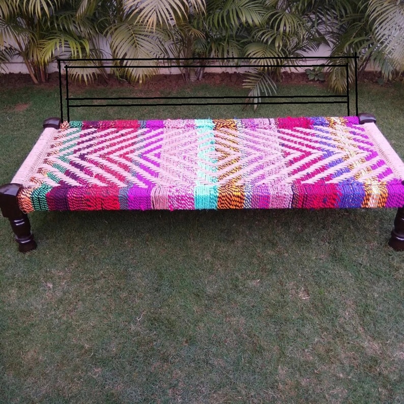 Custom Charpai Bed With Back Rest Custom Color and Custom Soze - Etsy