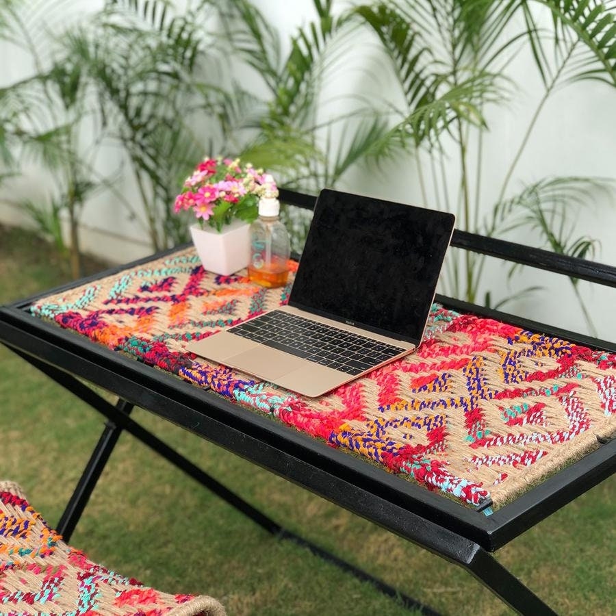 Handwoven Table and Chair Set Laptop Table With Chair Unique Furniture ...