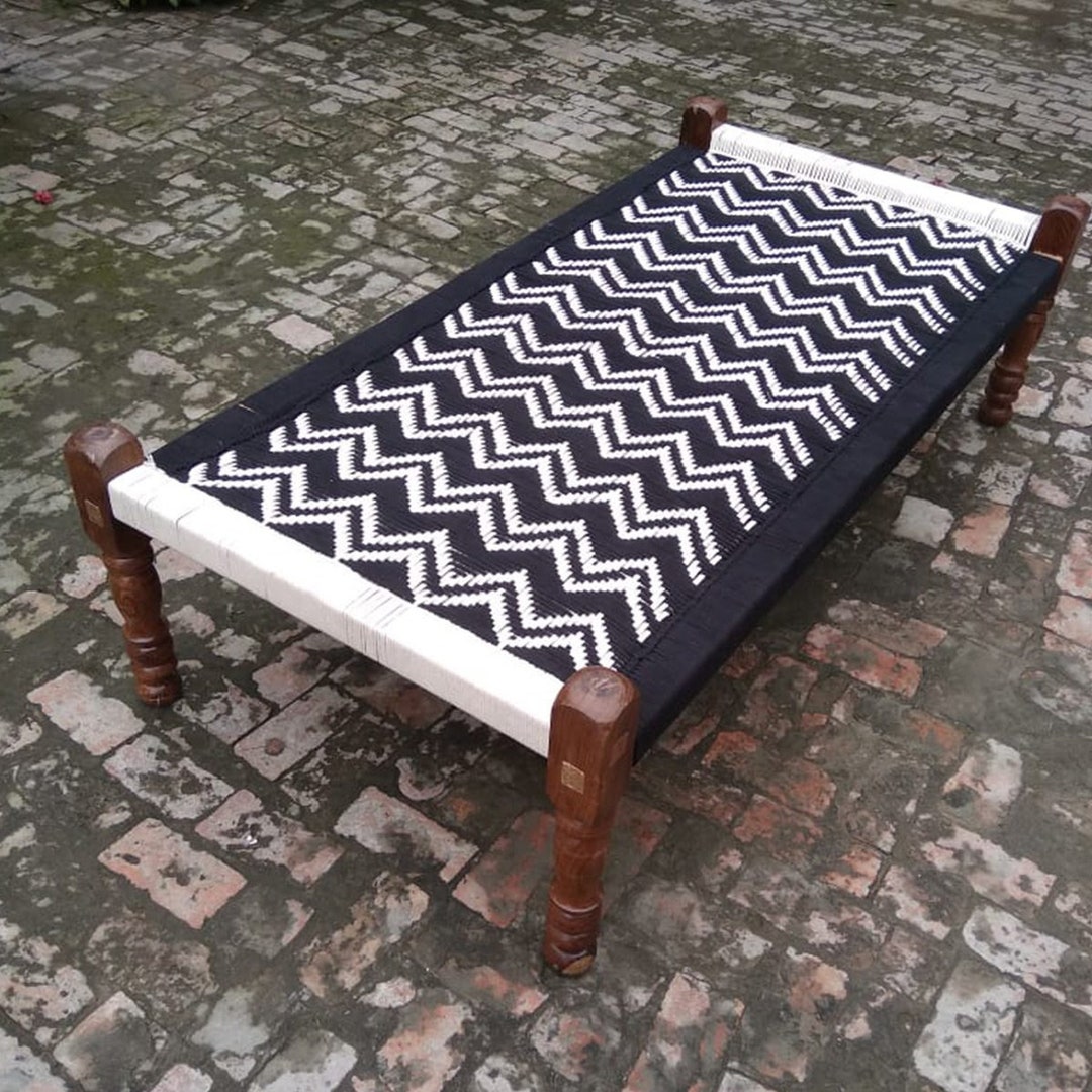 Handmade Black and White Charpai Bed Beautiful Décor for Modern Homes ...