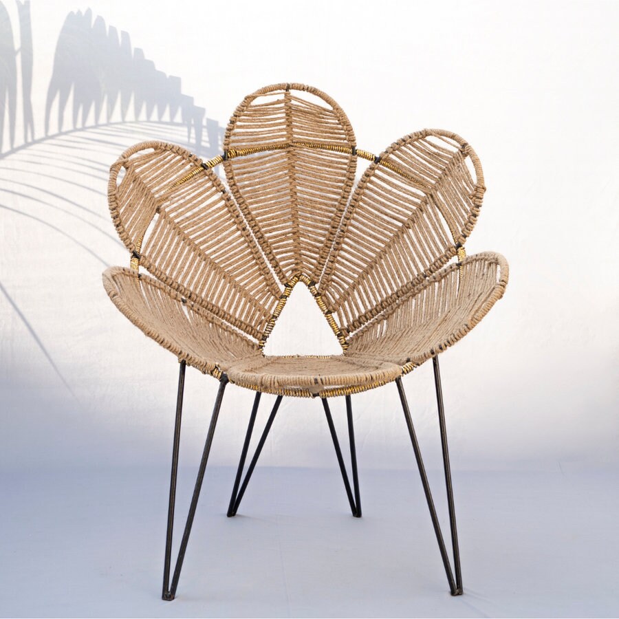 Floral Design Jute Handmade Chair Beautiful Chair Jute Chair for ...