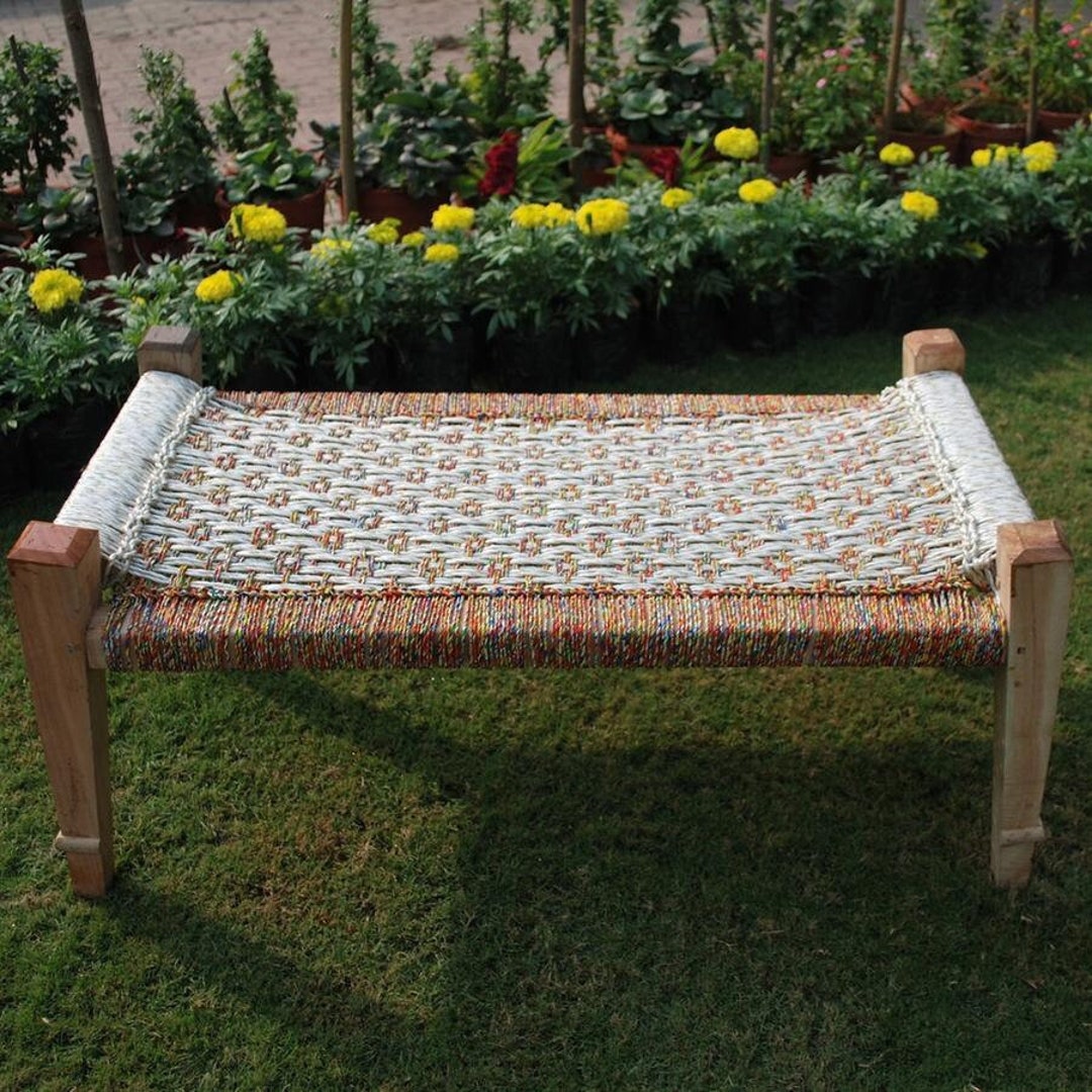 Designer Hand Woven Wooden Charpai Bed, Awesome Color Combination ...