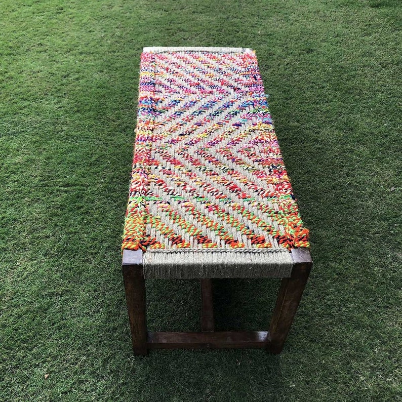 Handwoven Bench Made From Totally Waste Colorful Decoration Handwoven ...