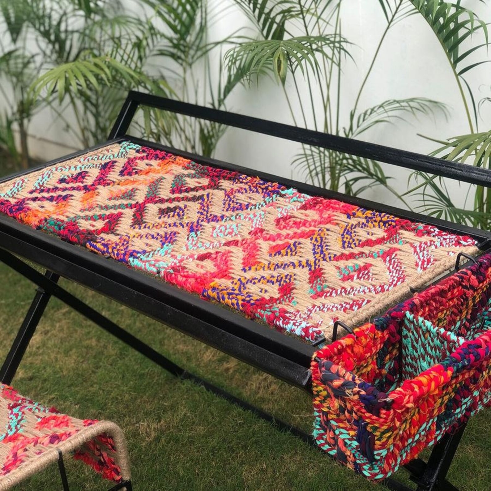 Handwoven Table and Chair Set Laptop Table With Chair Unique Furniture ...