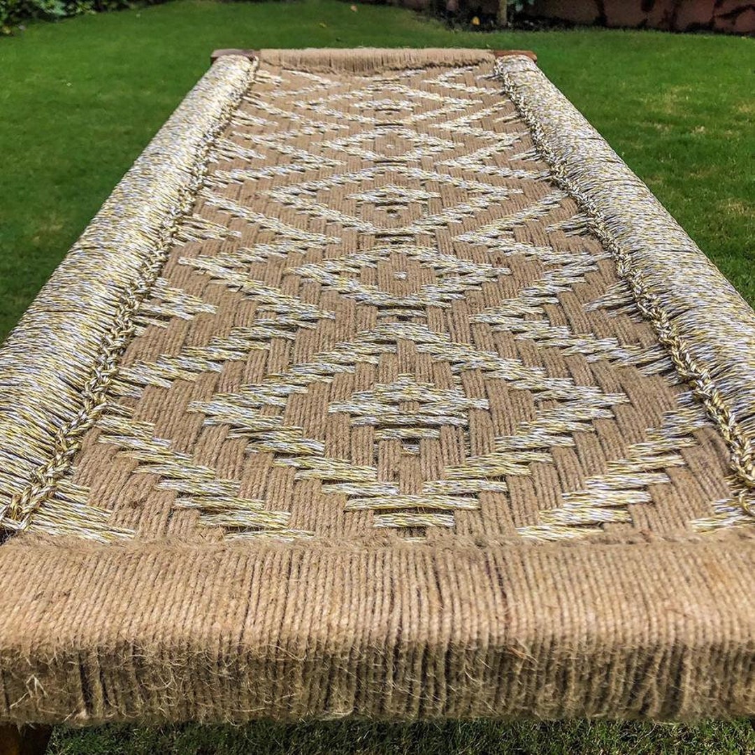 Hand Woven Indian Style Bench Designer Weaving Charpai Desi Bed for ...