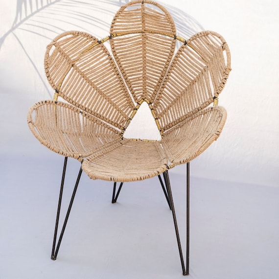 Floral Design Jute Handmade Chair Beautiful Chair - Etsy