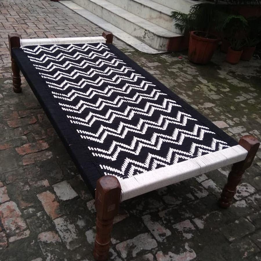 Handmade Black and White Charpai Bed Beautiful Décor for Modern Homes ...