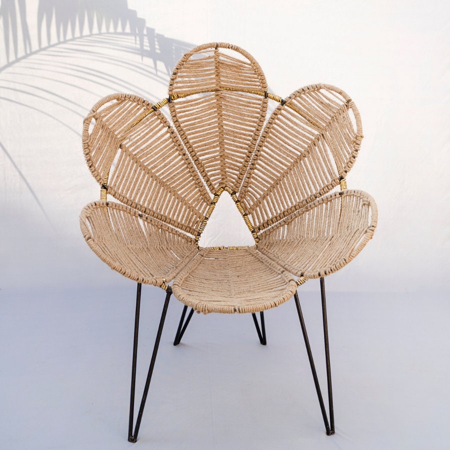 Floral Design Jute Handmade Chair Beautiful Chair Jute Chair for ...