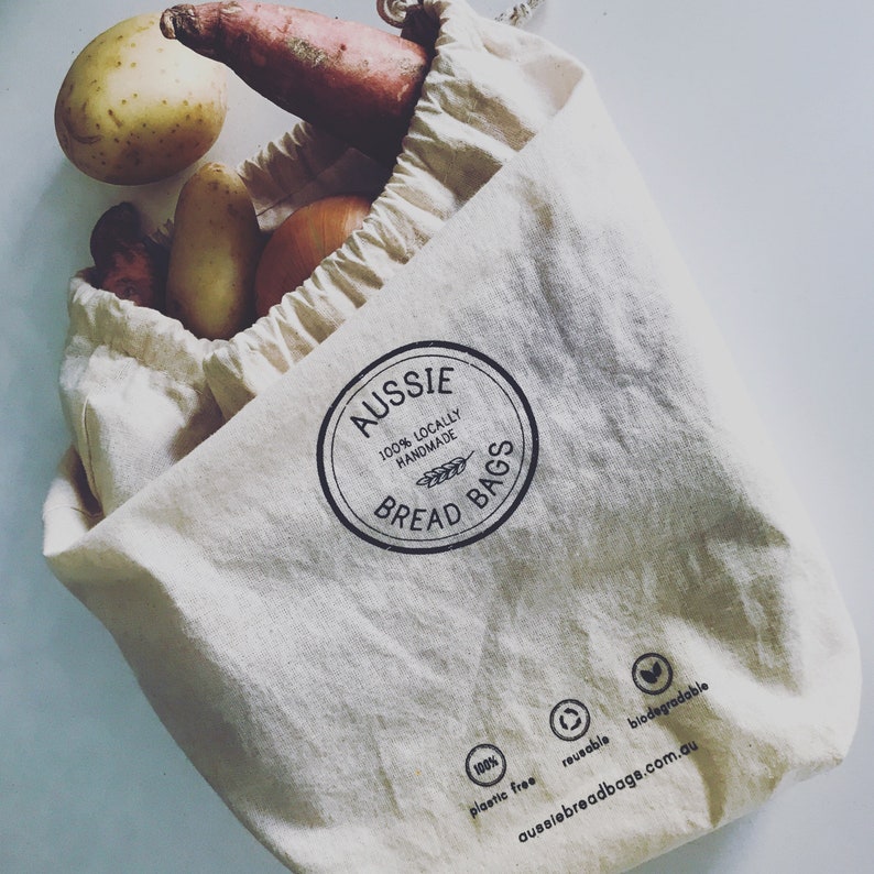 2 X Large Reusable Bread Bag Drawstring Calico Biodegradable - Etsy ...