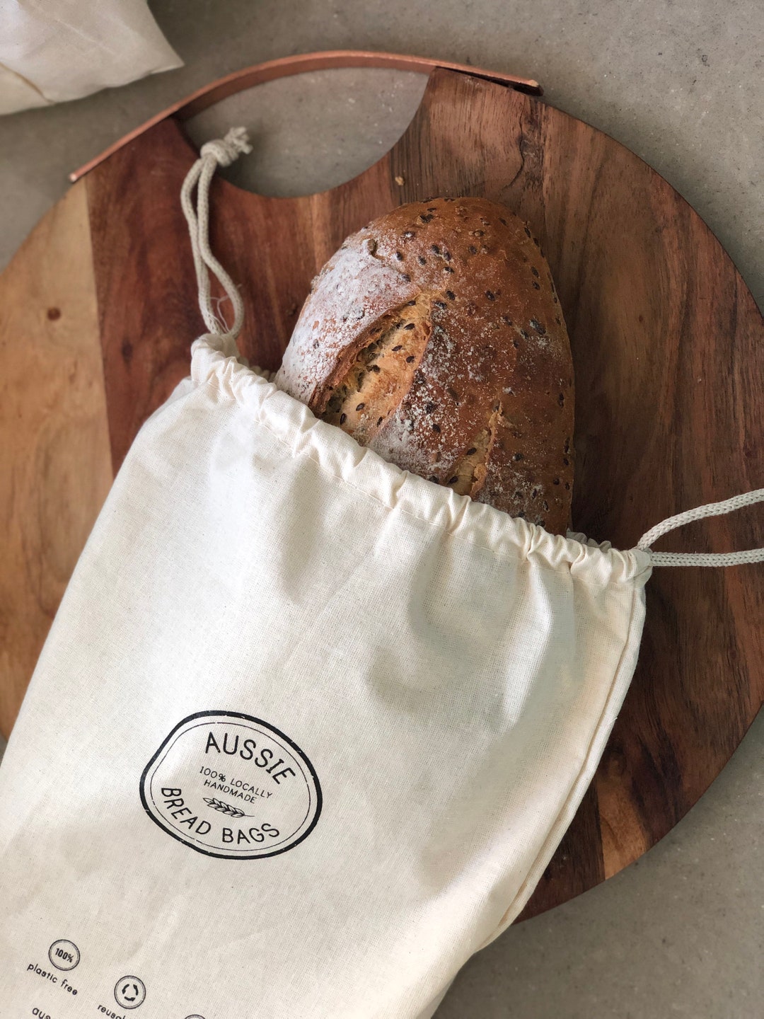 3 X Reusable Bread Bag Drawstring Calico Biodegradable - Etsy