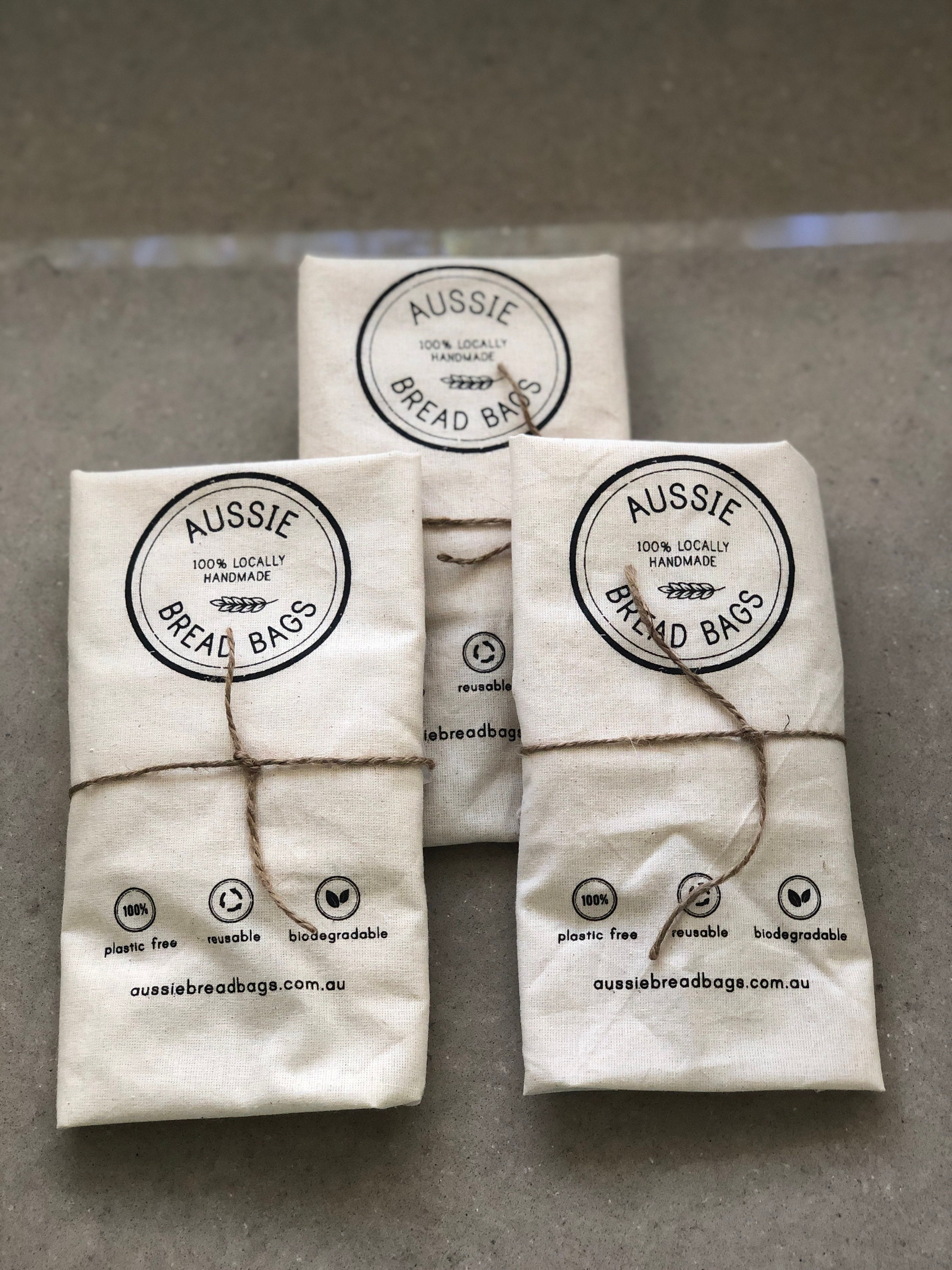 3 X Reusable Bread Bag Drawstring Calico Biodegradable Compostable Bulk ...