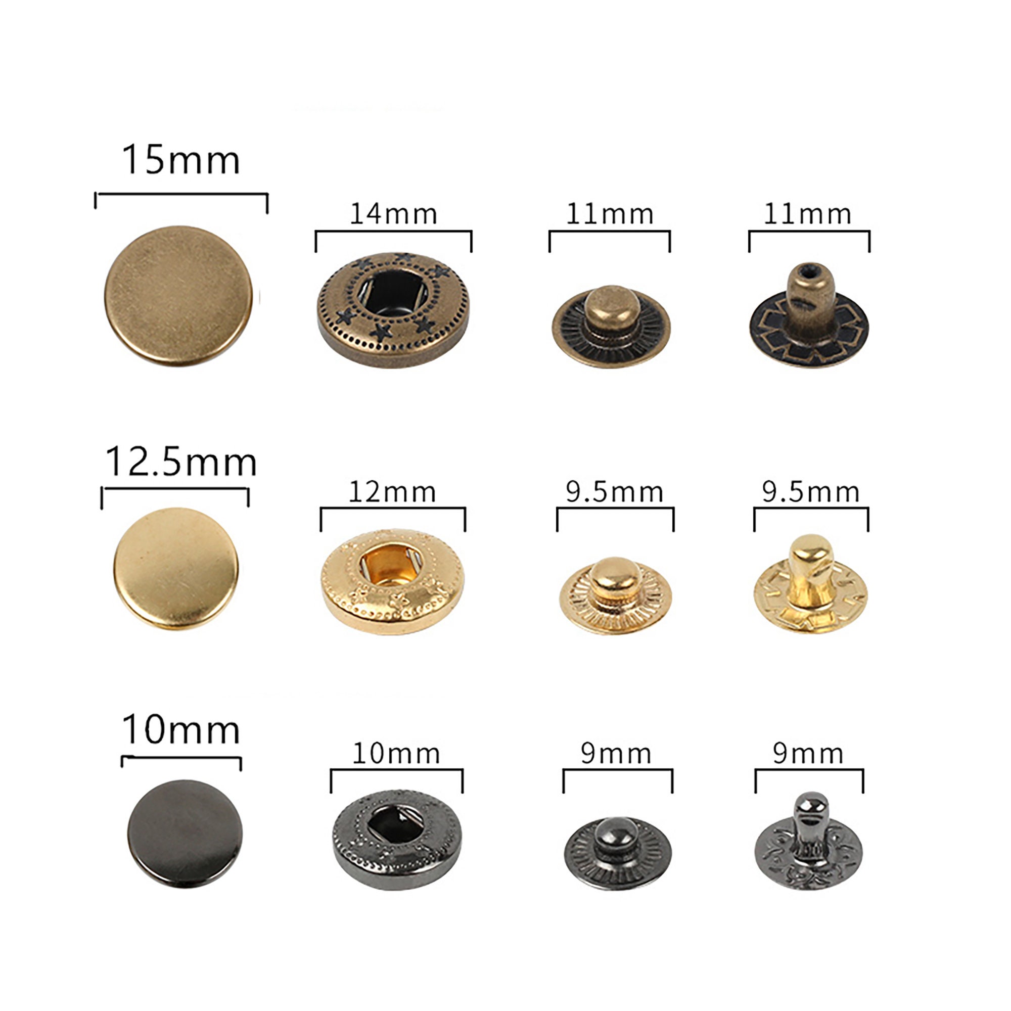 Fashion Snap Dies Available in 3 Sizes 10 Mm-ln16, 12.5mm-ln20 and 15mm ...