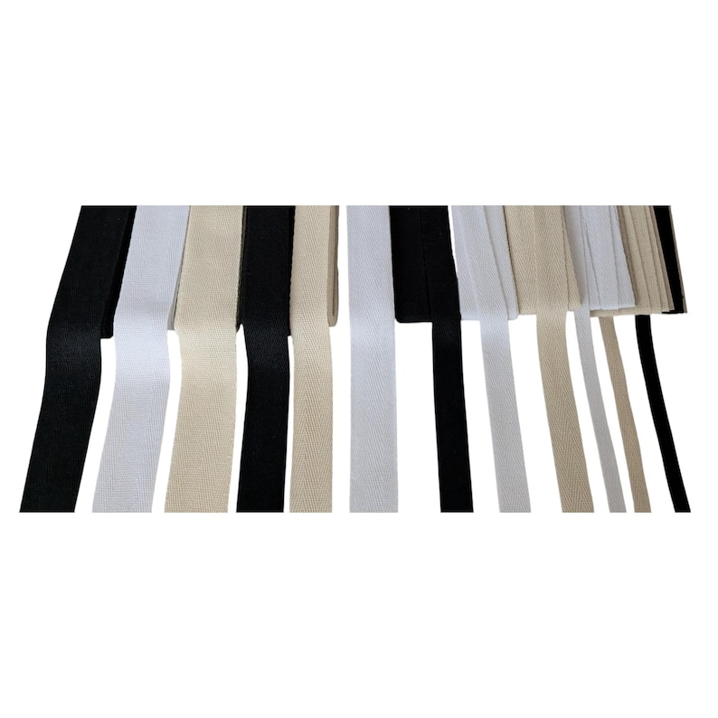 5 Yard Cotton Twill Tape Ribbon, 4 Different Widths of Soft Natural ...