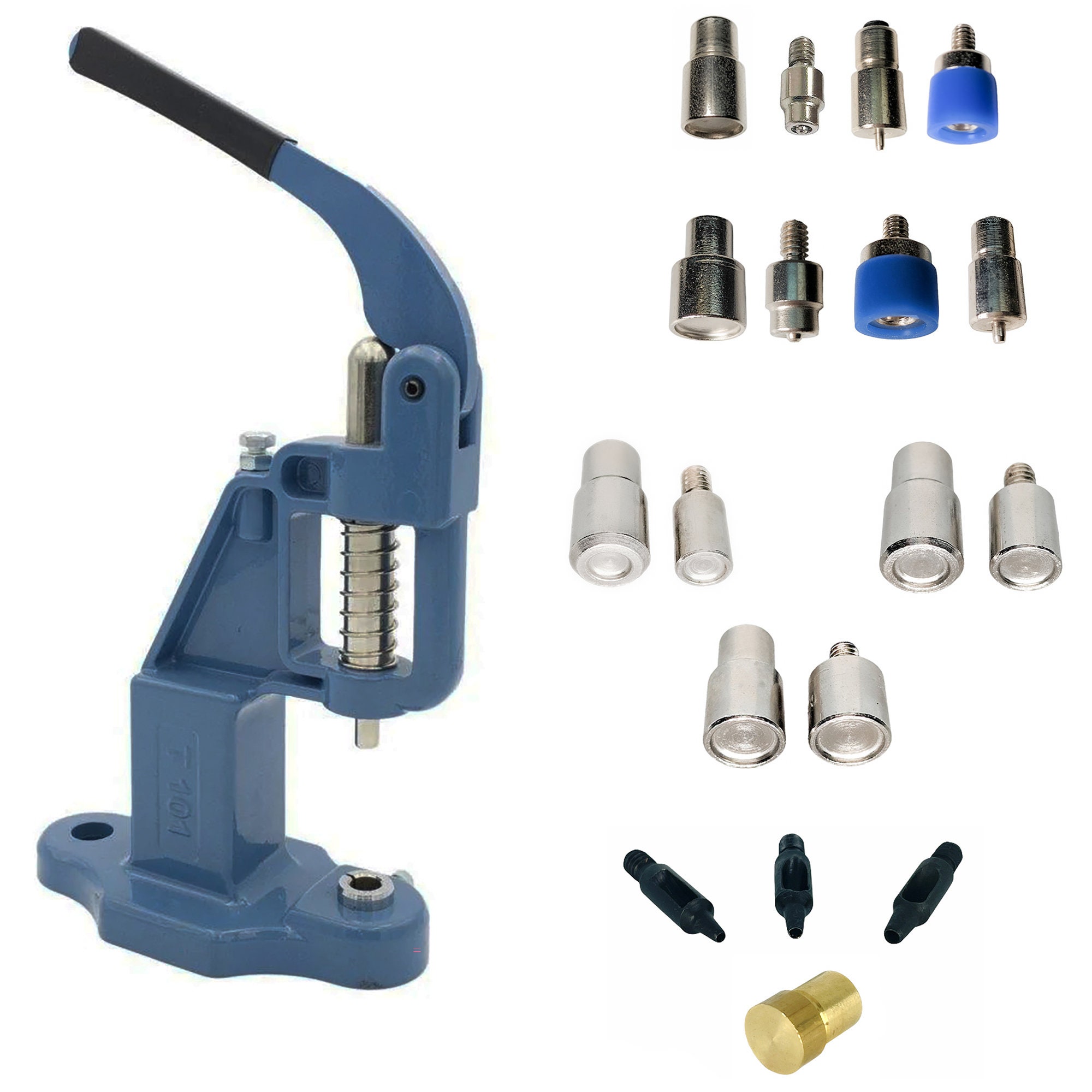 Hand Press Kit With 2 Sizes Utility Snap Dies and 3 Sizes Double Capped ...