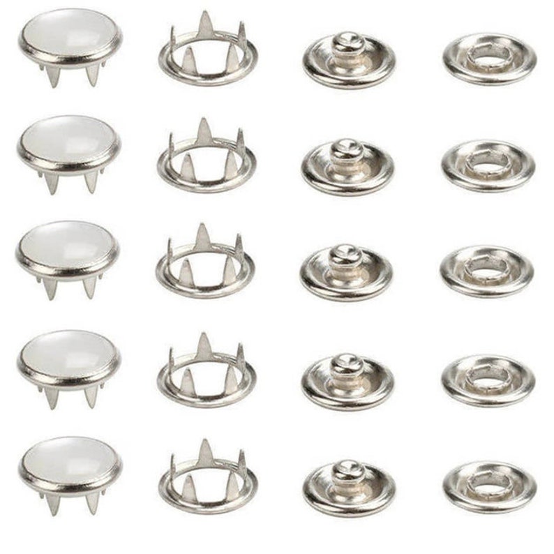 10.5 Mm Brass White Pearl Capped Prong Snaps for Wjean Shirts Western ...