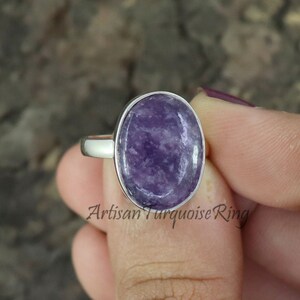 Natural Lepidolite Ring, Sterling Silver Ring, Agate Ring, Statement ...