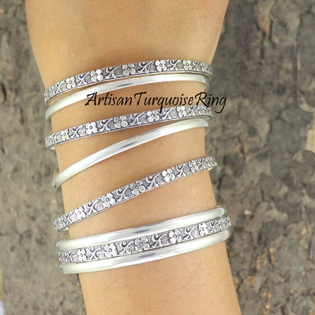Daisy Flower Patten Bangle ,beautiful Bangel, Sterling Silver Bangel ...