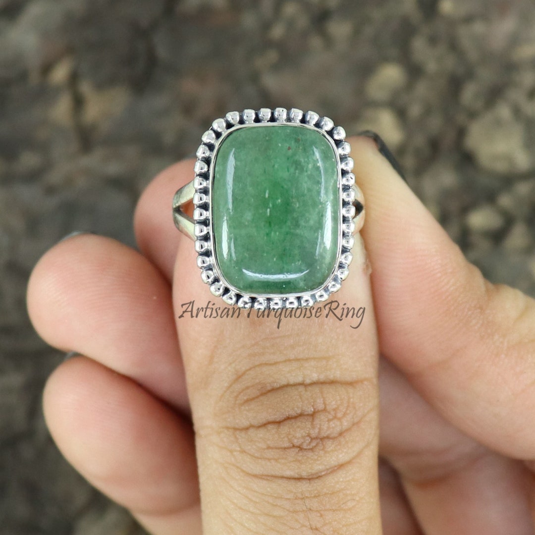 Green Aventurine Ring, 925 Sterling Silver Ring, Women Aventurine ...
