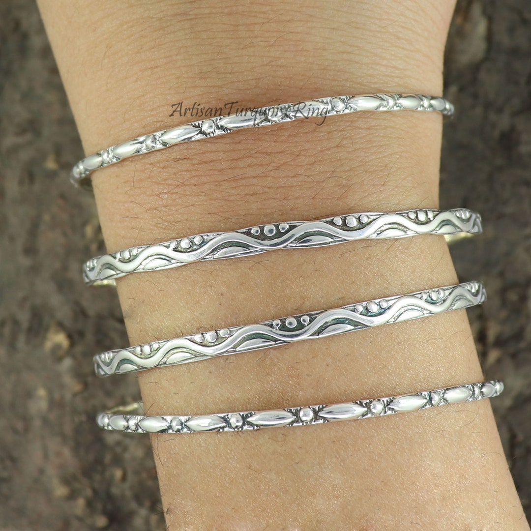 Textured Spinner Bangel, Sterling Silver Bangle, 925 Silver Bangle ...