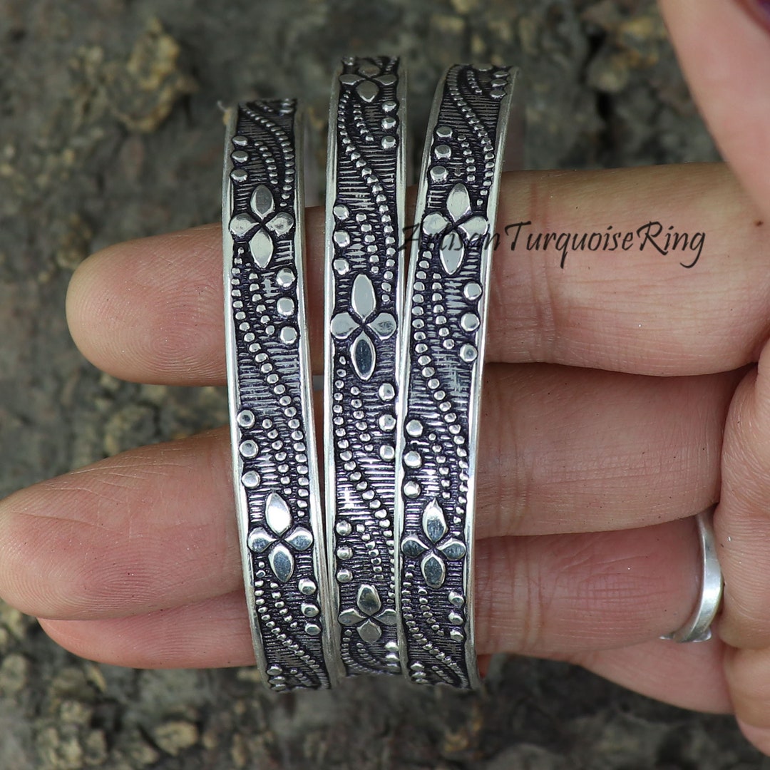 Beautiful Bangel, Sterling Silver Bangel, Designer Flower Bangle, Women ...