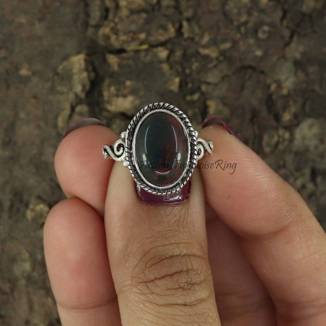 Natural Blood Stone Ring, 925 Silver Ring, Ring for Women, Healing ...