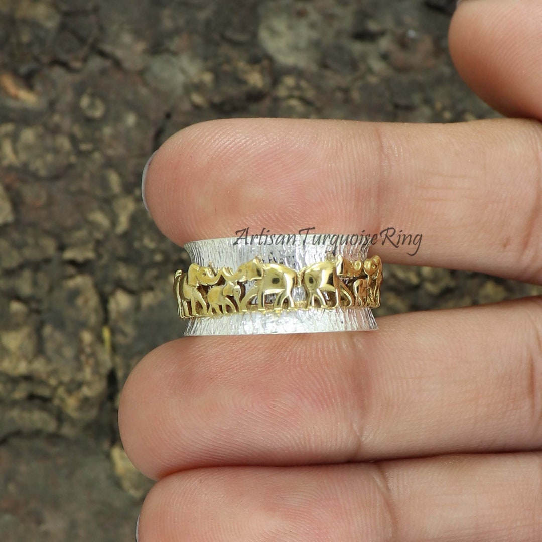 Elephant Spinner Ring, Sterling Silver Ring, Spinner Ring, Anxiety Ring ...