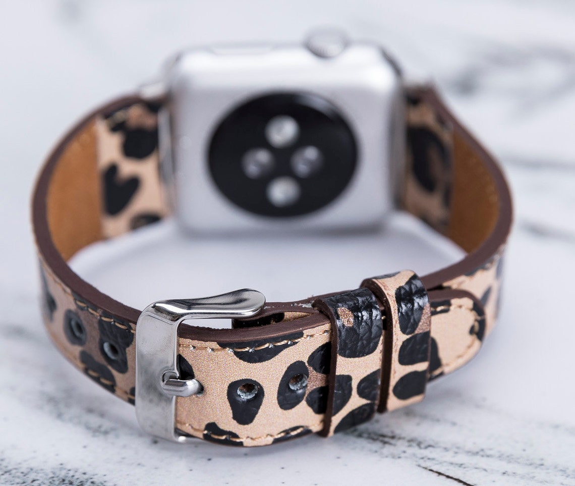 Leather Apple Watch Band Leopard Patterned Printed Slim | Etsy