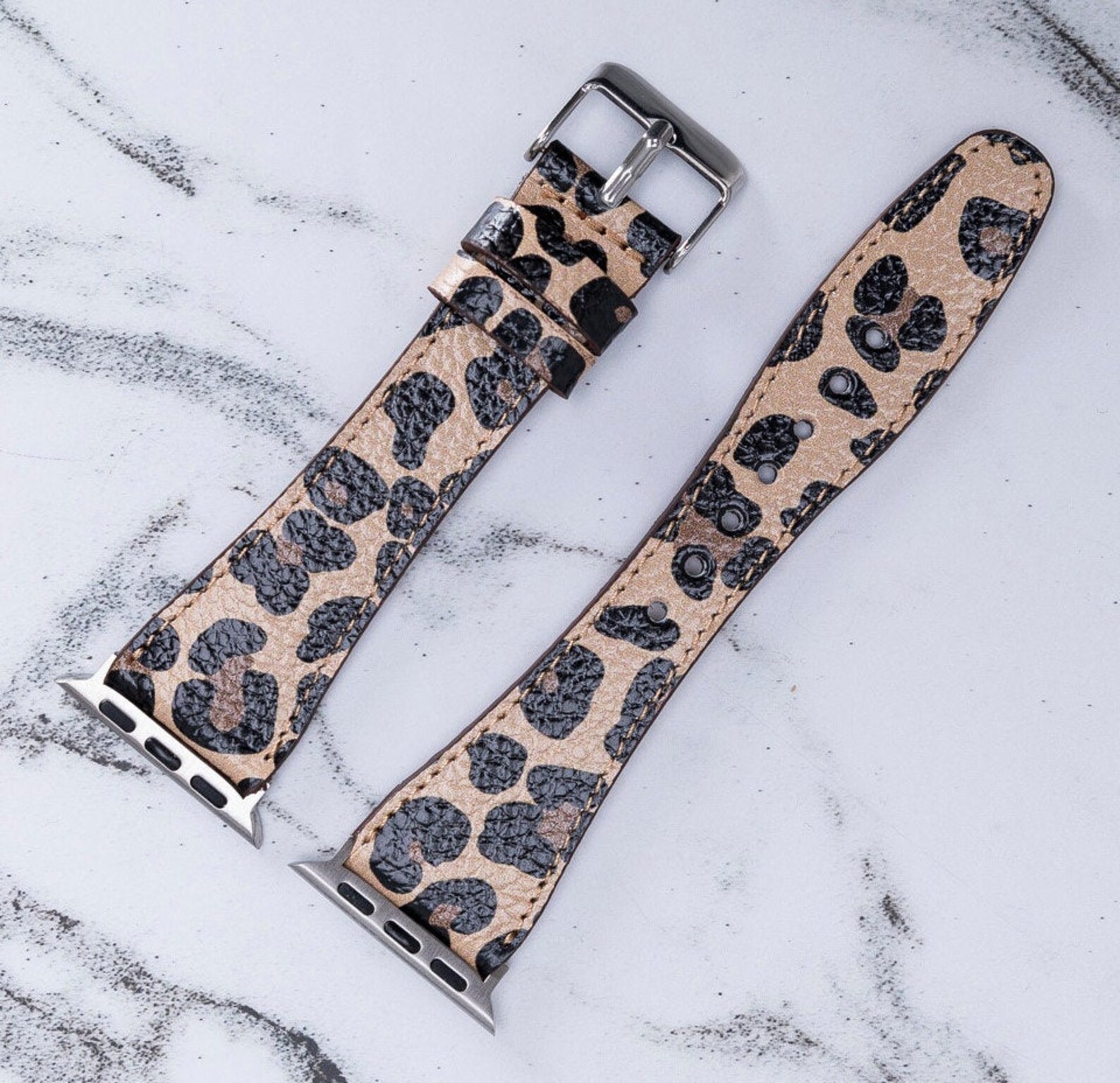 Leather Apple Watch Band Leopard Patterned Printed Slim | Etsy