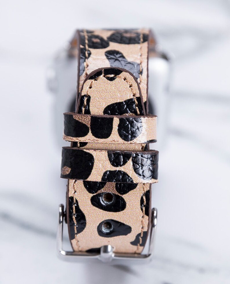 Leather Apple Watch Band Leopard Patterned Printed Slim | Etsy