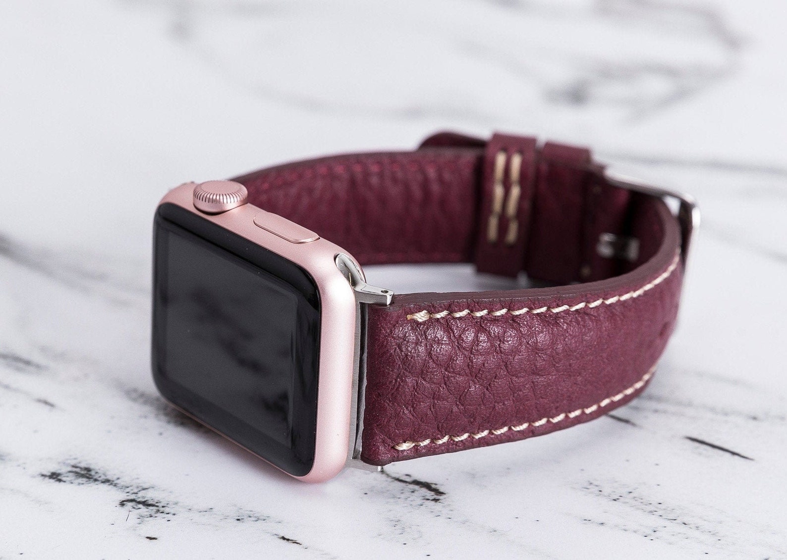 Leather Apple Watch Band Textured Burgundy Watch Straps | Etsy