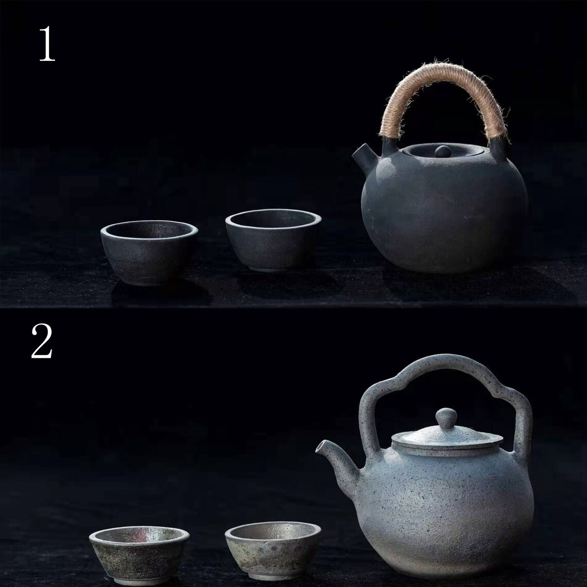 Handmade Black Sandstone Tea Set, Healthy Brewing Teapot - Etsy
