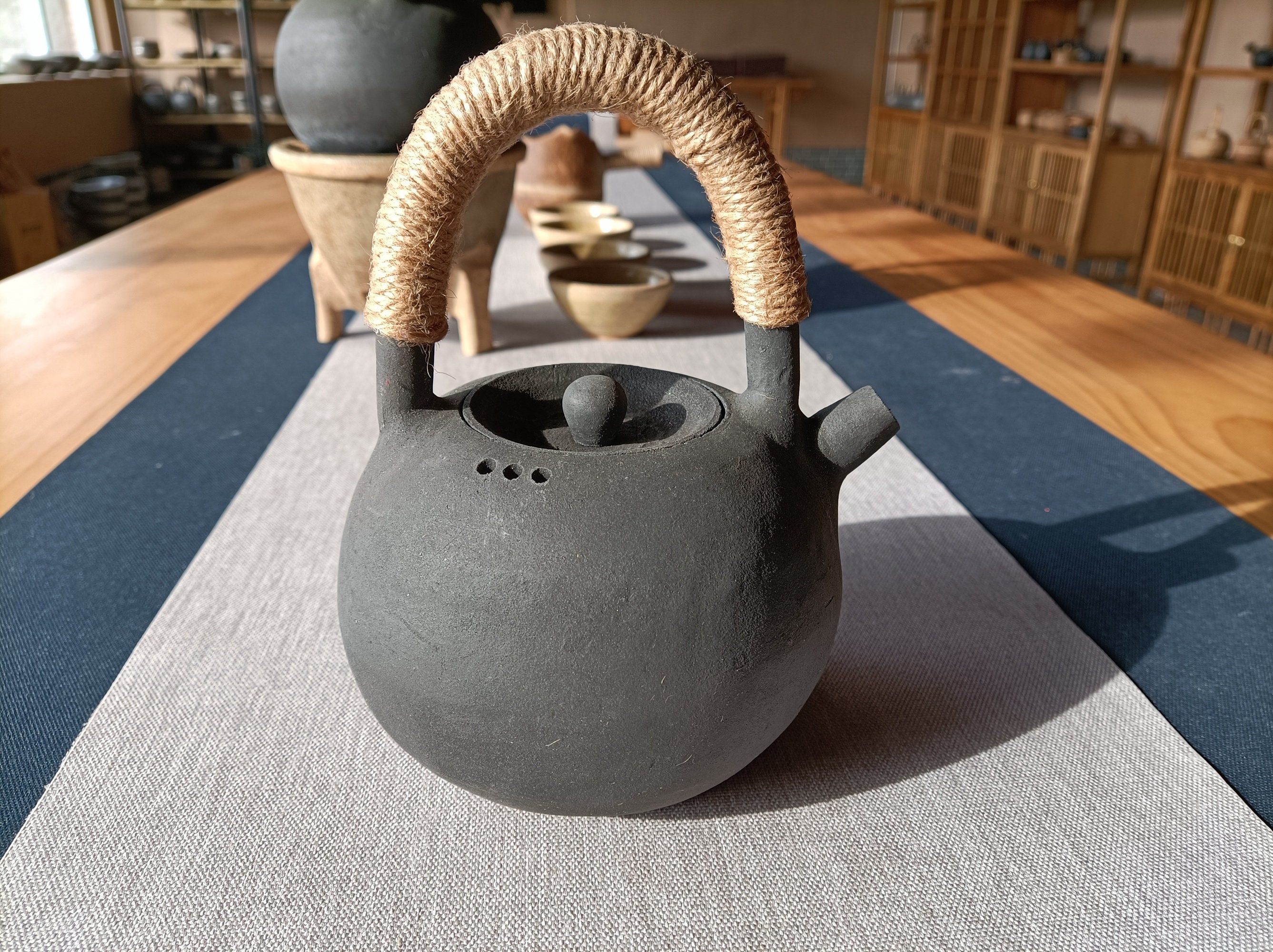 Handmade Black Sandstone Tea Set, Healthy Brewing Teapot - Etsy