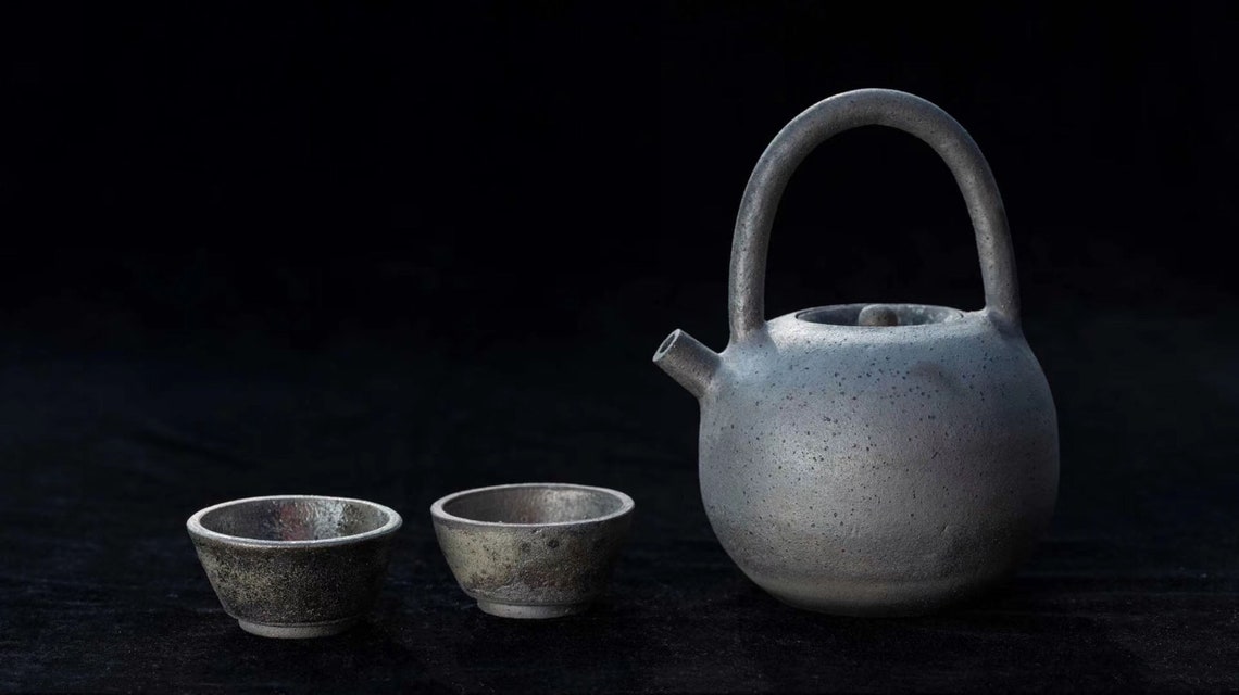 Handmade Black Sandstone Tea Set, Healthy Brewing Teapot - Etsy