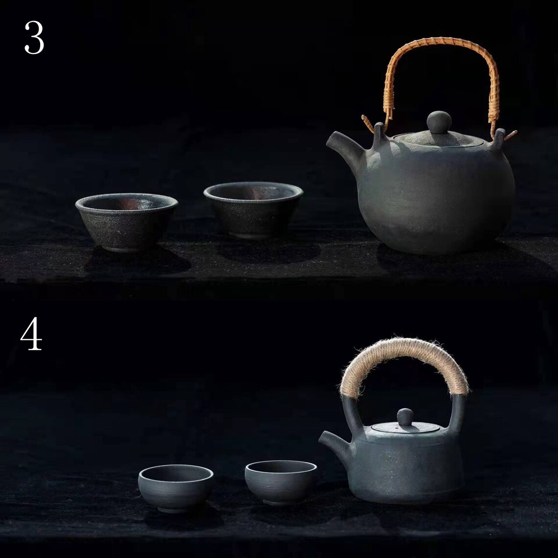 Handmade Black Sandstone Tea Set, Healthy Brewing Teapot - Etsy