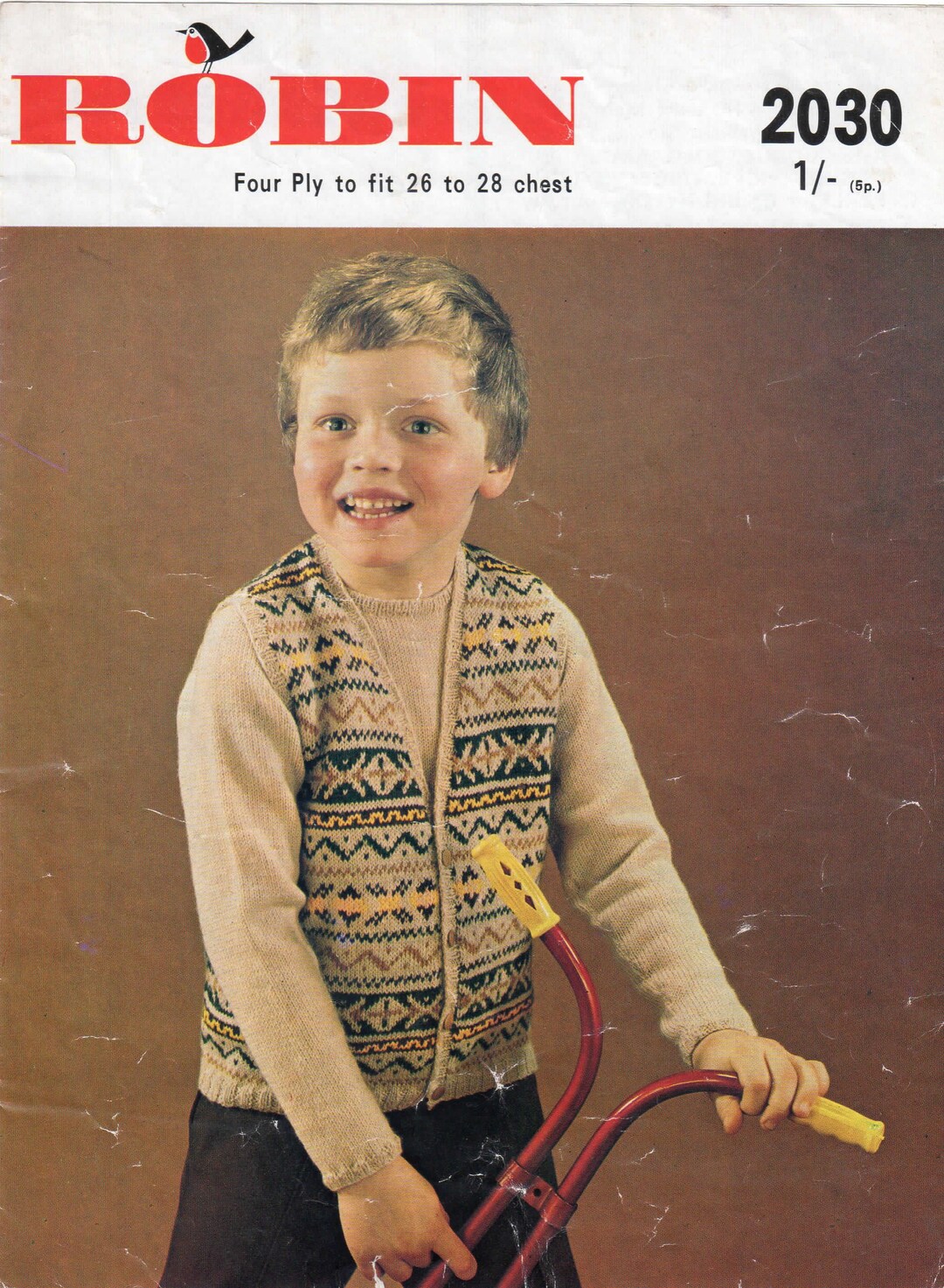 PDF Download Vintage Knitting Pattern - Robin 2030 - Fairisle Waistcoat ...