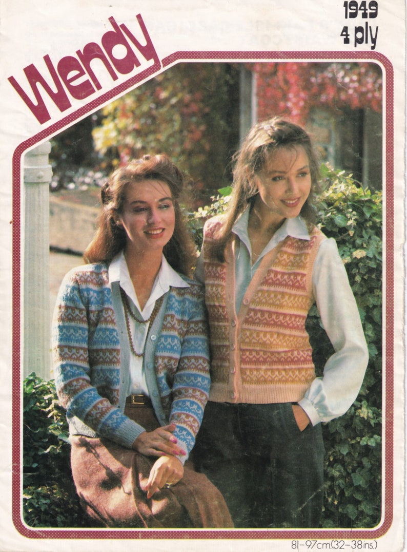 Wendy 1949 Vintage Knitting Pattern - PDF Download - Fairisle Waistcoat ...