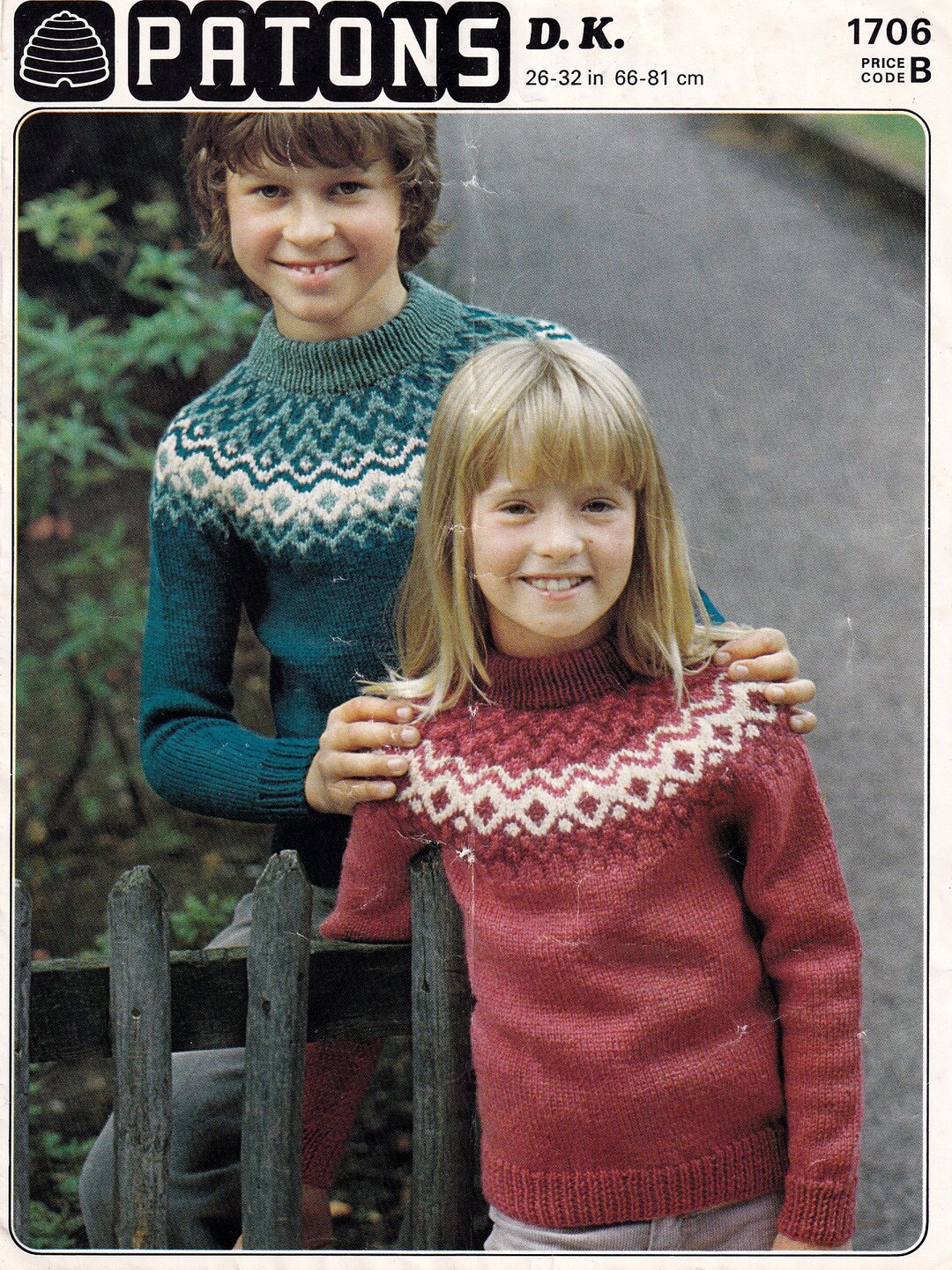 Patons 1706 Children's Yoke Knitting Pattern - PDF Download - Sizes 26 ...