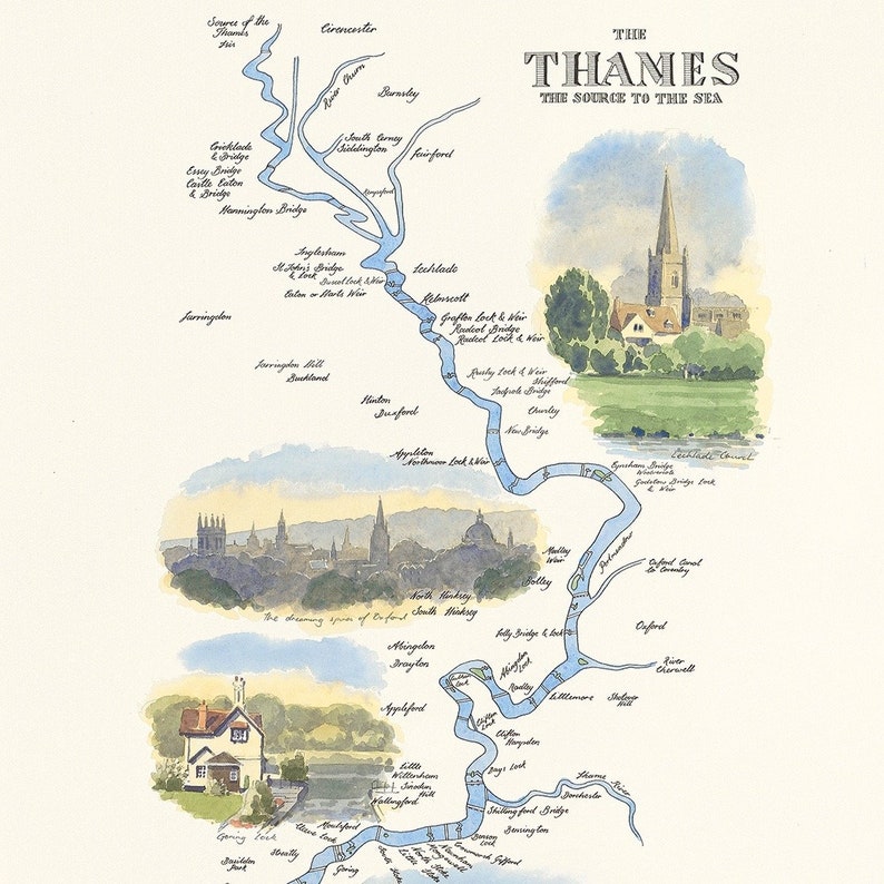 The Thames The Source to the Sea by William Thomas | Etsy