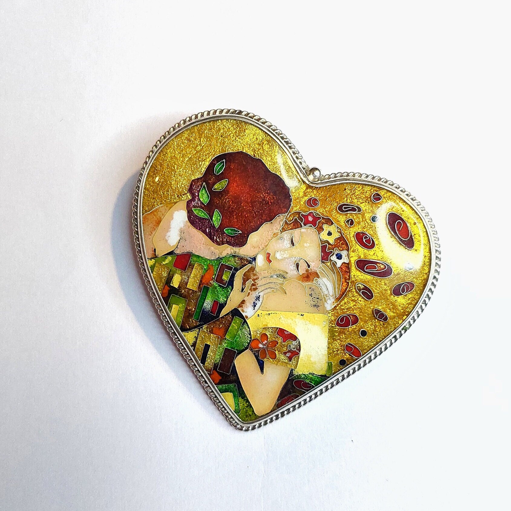 Gustav Klimt Kiss Silver Heart Pendant Klimt Kiss Necklace Symbol of ...