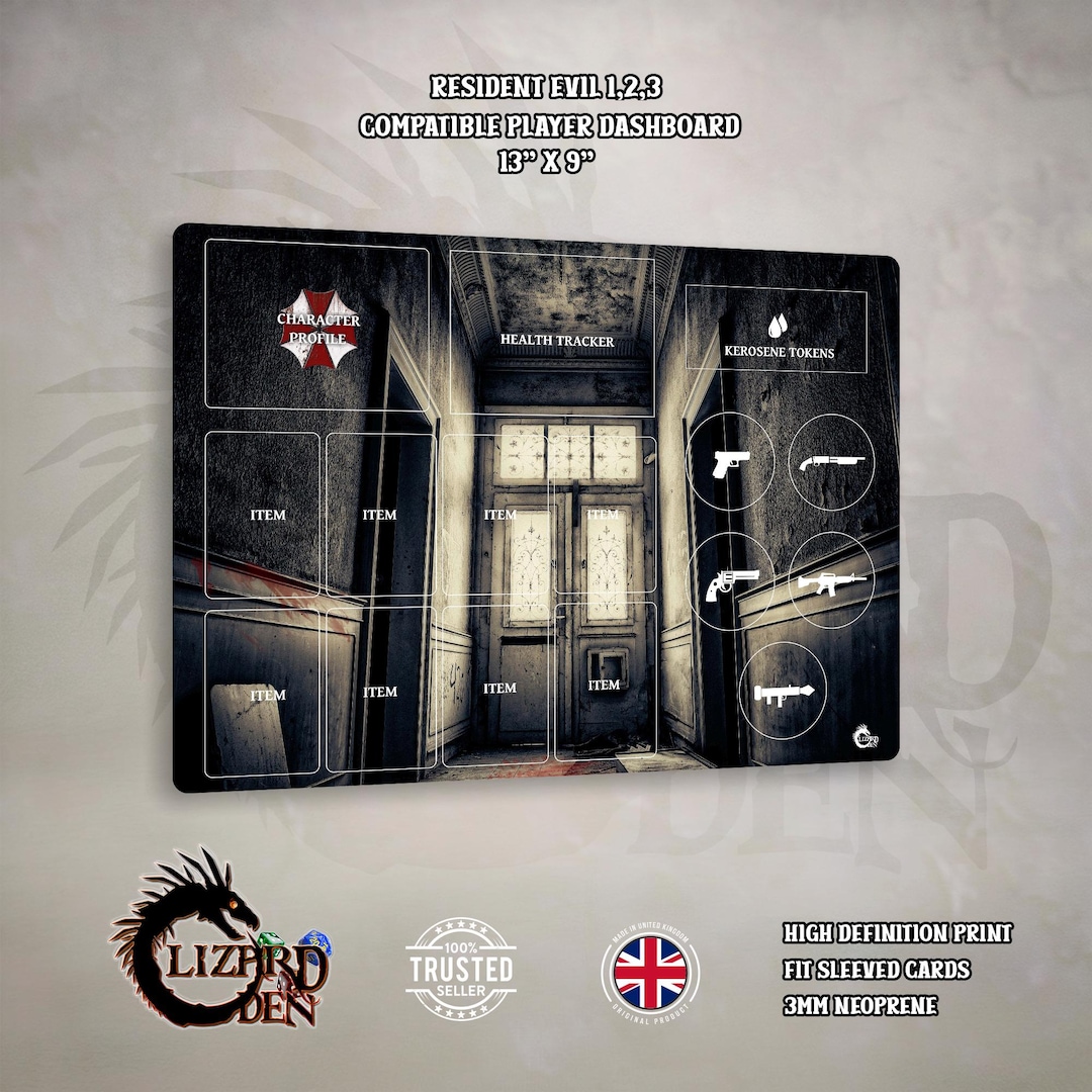 Resident Evil 3/2/1 Board Game Compatible Player Dashboard - Neoprene ...